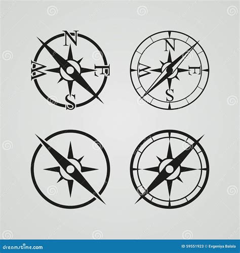 Vector Icons Depicting Four Different Compasses Stock Vector Illustration Of Exploration