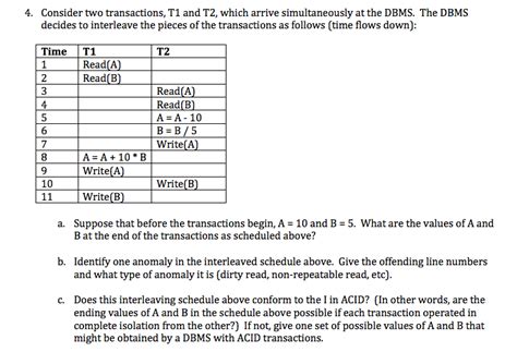 Solved Consider Two Transactions T1 And T2 Which Arrive