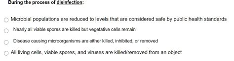 Solved During The Process Of Disinfection Microbial Populations Are