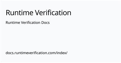 Runtime Verification Docs Runtime Verification