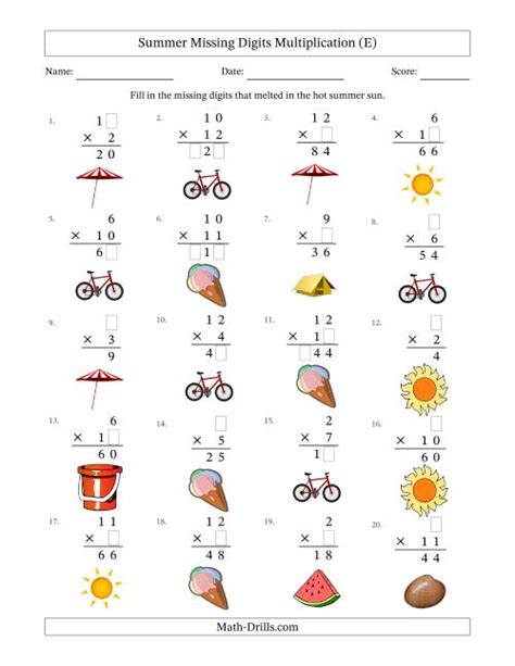 Summer Missing Digits Multiplication Easier Version E
