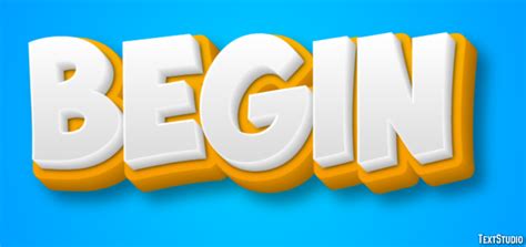 Begin Yellow White 3d Text Effect Generator