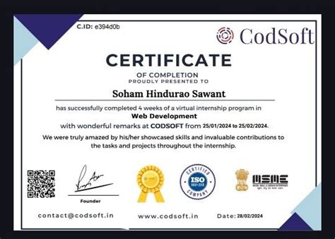 soham sawant on linkedin webdevelopment internship certificate