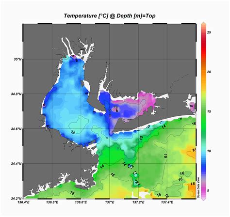 伊勢湾三河湾遠州灘の表面水温図