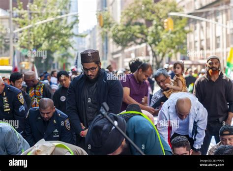 Muslims From The Tri State Area Pray On Madison Avenue In New York On