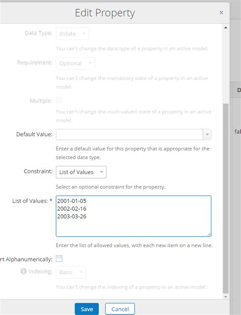 java cmis choice list of dates contains values which are not suitable to update a document