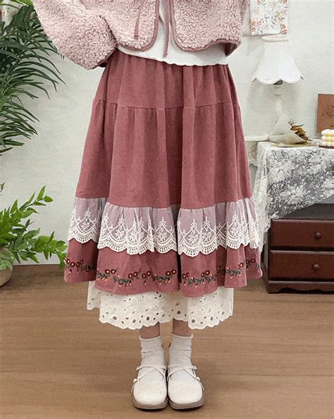 빅사이즈 이지 코듀로이 스커트 캉캉 밴딩 골덴 롱치마 에이블리