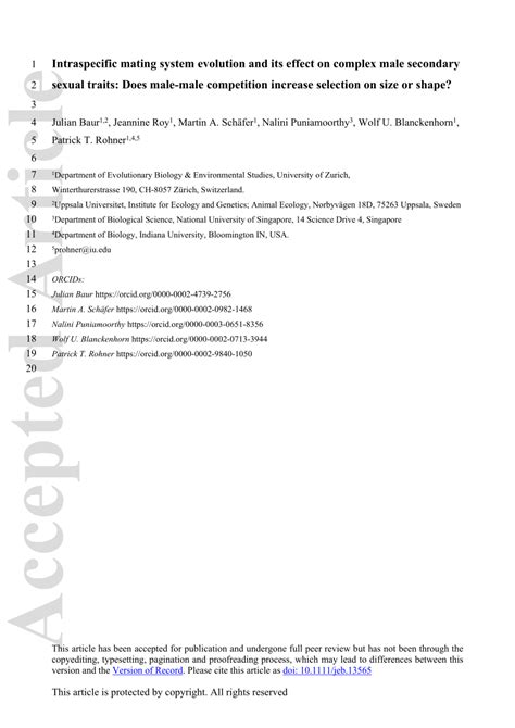Pdf Intraspecific Mating System Evolution And Its Effect On Complex Male Secondary Sexual