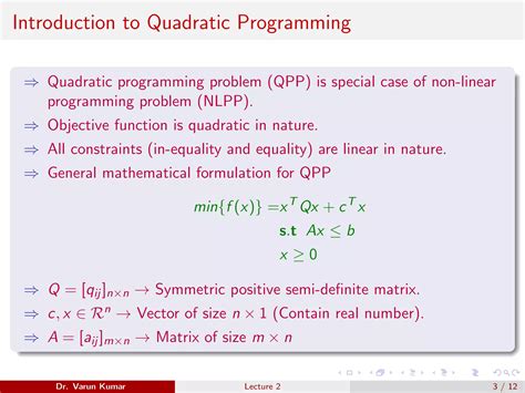 quadratic programming tool of optimization pdf