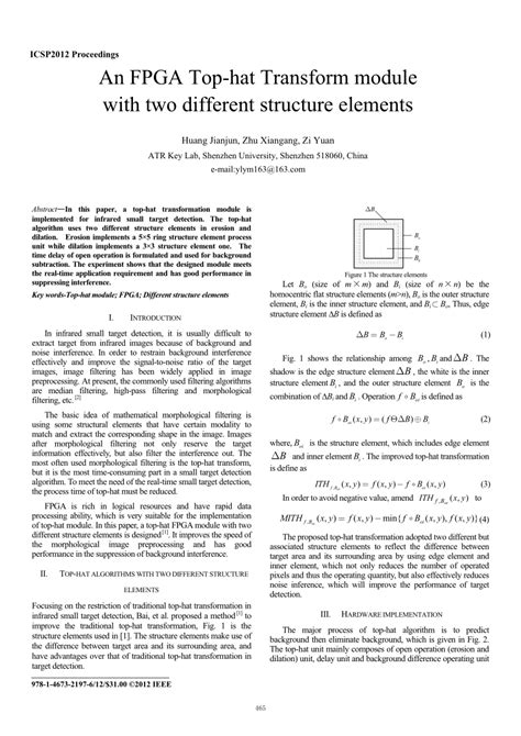 Pdf An Fpga Top Hat Transform Module With Two Different Structure