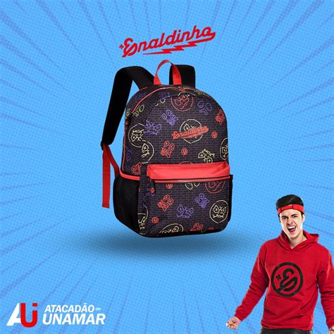 Mochila Escolar Grande Enaldinho Youtuber Original Oficial Colorida