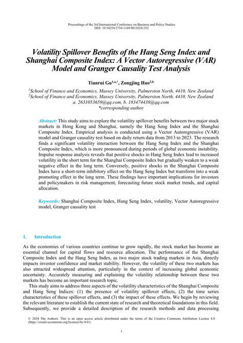 Pdf Volatility Spillover Benefits Of The Hang Seng Index And Shanghai