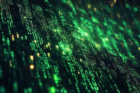 Green Dark Binary Code With Data Streaming Background Created With Generative AI Premium AI