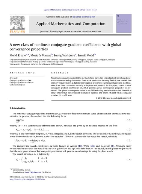 A New Class Of Conjugate Gradient Coefficient With Global Convergence Properties