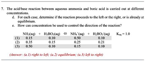 The Acidbase Reaction Between Aqueous Ammonia And Boric Acid Is Carried