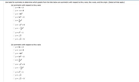 Solved Use Tests For Symmetry To Determine Which Graphs From Chegg