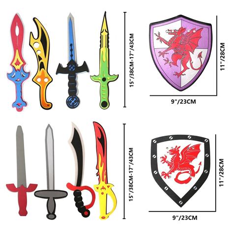 Liberty Imports 12 Pack Foam Swords And Shields Playset Medieval