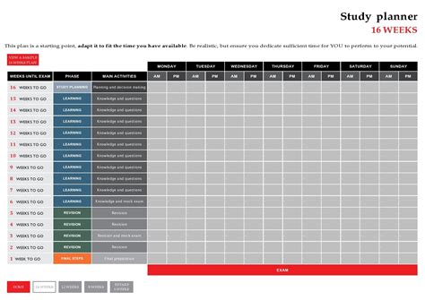 Weekly Study Plan Exley