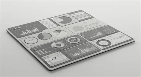 Grey Monochrome Data Analytics Dashboard On Tablet Stock Illustration Illustration Of Analysis