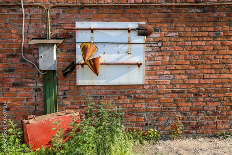 Fire Safety White Shield Of Fire Safety Brick Wall With A Fire Shield Brick Wall Of The Wall
