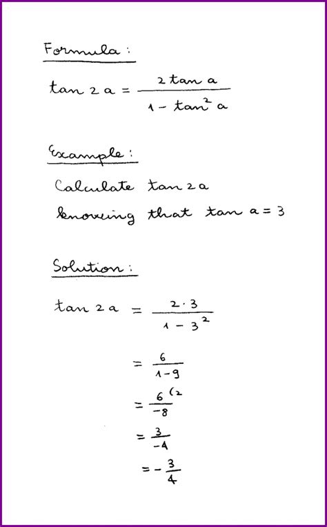 Tan 2a Formula And Example Tangent Of Double Angle Trigonometry