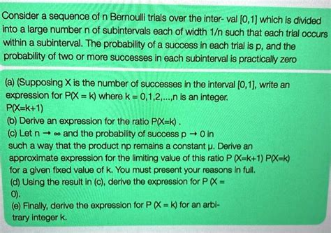 solved consider a sequence of n bernoulli trials over the inter val