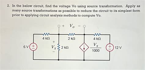 Solved In The Below Circuit Find The Voltage Vo Using