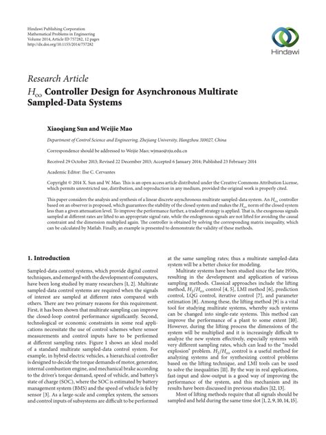 Pdf Controller Design For Asynchronous Multirate Sampled Data Systems