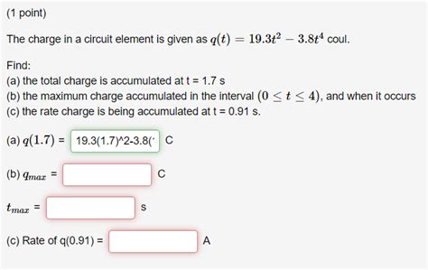 Solved The Charge In A Circuit Element Is Given As Chegg Com