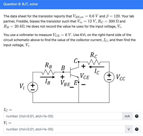 Question 9 Bjt ﻿solvethe Data Sheet For The