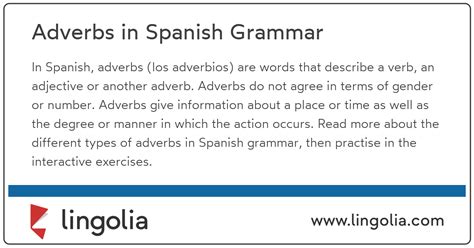 Adverbs In Spanish Grammar