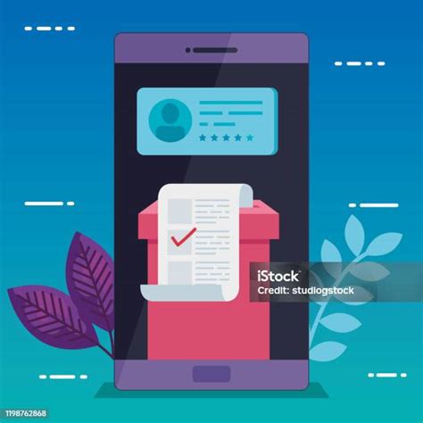 투표함으로 온라인 투표를 위한 스마트폰 개념에 대한 스톡 벡터 아트 및 기타 이미지 개념 데이터 디자인 Istock