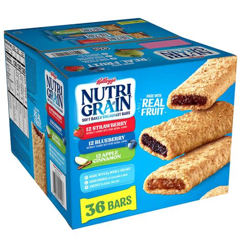 Kelloggs Nutri Grain Bars Variety Pack 1 3 Oz Bar 36 Ct Nynena B