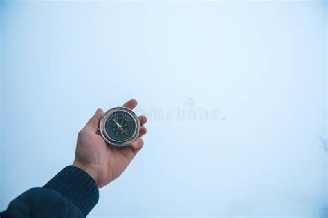 Man Hand Compass In Road Stock Image Image Of Adventure 208939151