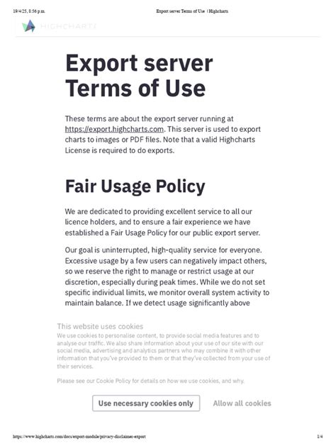 Export Server Terms Of Use Highcharts Pdf Cookie Computing