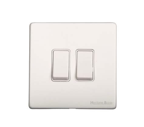 M Marcus Electrical Vintage 2 Gang 2 Way Switch Matt White With White
