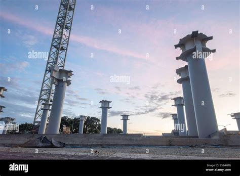 Large Circular Support Structure For New Building On Construction Site