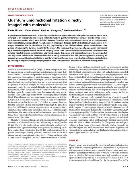 Pdf Quantum Unidirectional Rotation Directly Imaged With Molecules