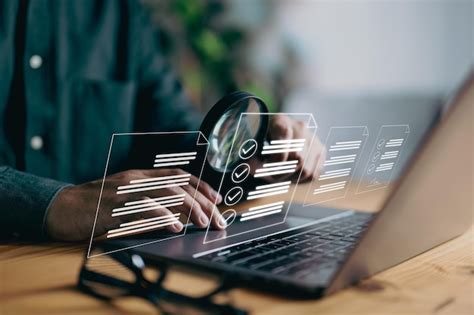 Premium Photo A Man Examines A Paper Using A Magnifying Lens Representing Business Analysis