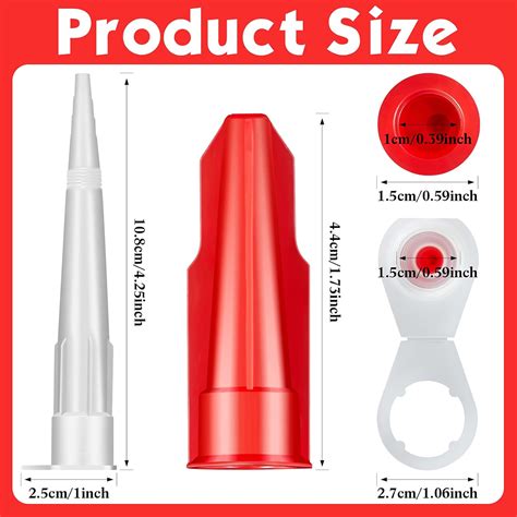 Outus 20 Pieces Silicone Sealant Nozzles Caulking Tips With Screw Caps