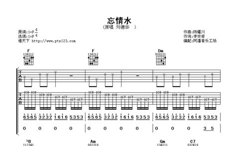 忘情水吉他谱 刘德华 F调吉他弹唱谱 琴谱网