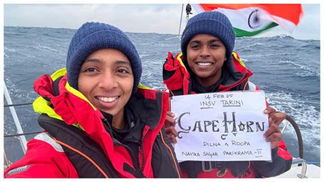 Indian Navy Insv Tarini Point Nemo Indian Flag And Indian Navy Voyage Lt Cdr Dilna K And Lt Cdr