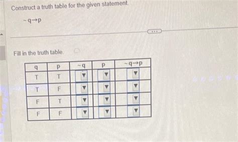 Solved Construct A Truth Table For The Given Statement Qp Chegg Com