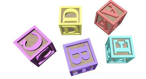 장난감 알파벳 블록 낮은 폴리 3d 모델 5 3ds C4d Dae Dxf Fbx Obj Stl Wrl