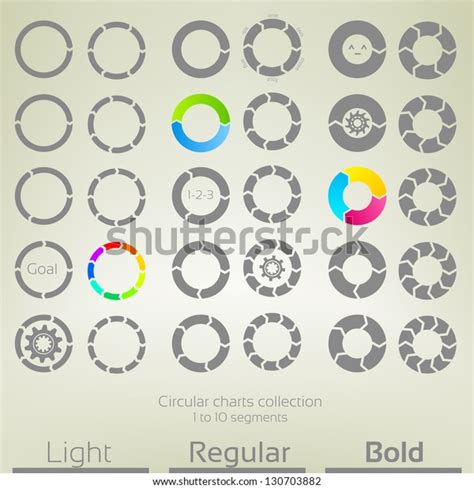 Round Graph Circular Charts Set Thirty Stock Vector Royalty Free