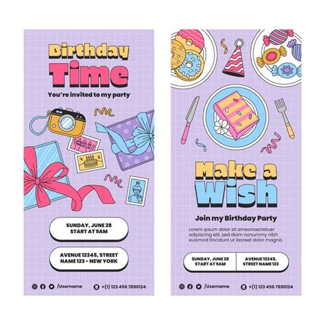 생일 축하 초대장 무료 벡터