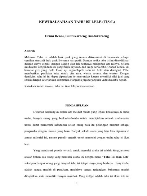 Kewirausahaan Tahu Isi Lele Tisel Pdf Memasak Makanan And Anggur Kesehatan Holistik