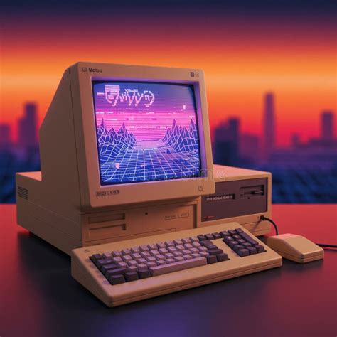 Retro Style Computer Featuring A Beige Crt Monitor Keyboard And Mouse
