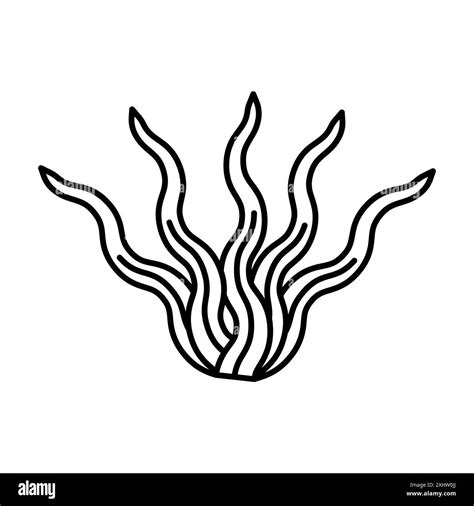 Seaweed Icon Linear Logo Mark Set Collection In Black And White For Web