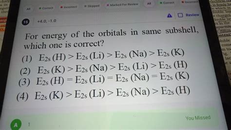 For Energy Of The Orbitals In Same Subshell Which One Is Correct Filo